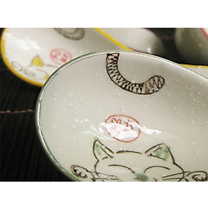5pcs Ceramics Japanese Fortune Cat Lucky Cat Hand Painted Soup Spoons