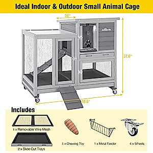 Aivituvin Rabbit Hutch Bunny Hutch Large Rabbit Cage, Indoor Bunny Cage Outdoor Rabbit House (Style1)