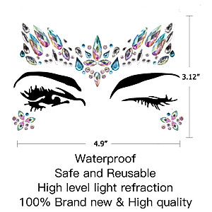YRYM HT Mermaid Face Jewels Rhinestones Temporary Crystal Stickers Decorations Fit for Parties (10 Sets)