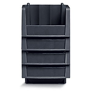 Akro-Mils 30796 Economy Stacking Shelf Plastic Storage Bins, (9-Inch x 6-5/8-Inch x 5-Inch), Black (10-Pack)