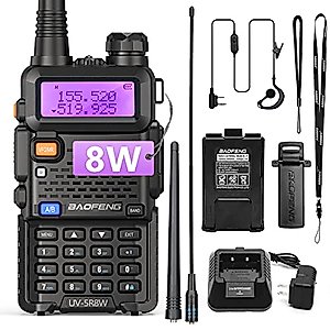 BaoFeng UV-5R 8W High Power Two Way Radio Ham Radio Dual Band Portable Radio Tri-Power Handheld Walkie Talkies with AR-771 Antenna