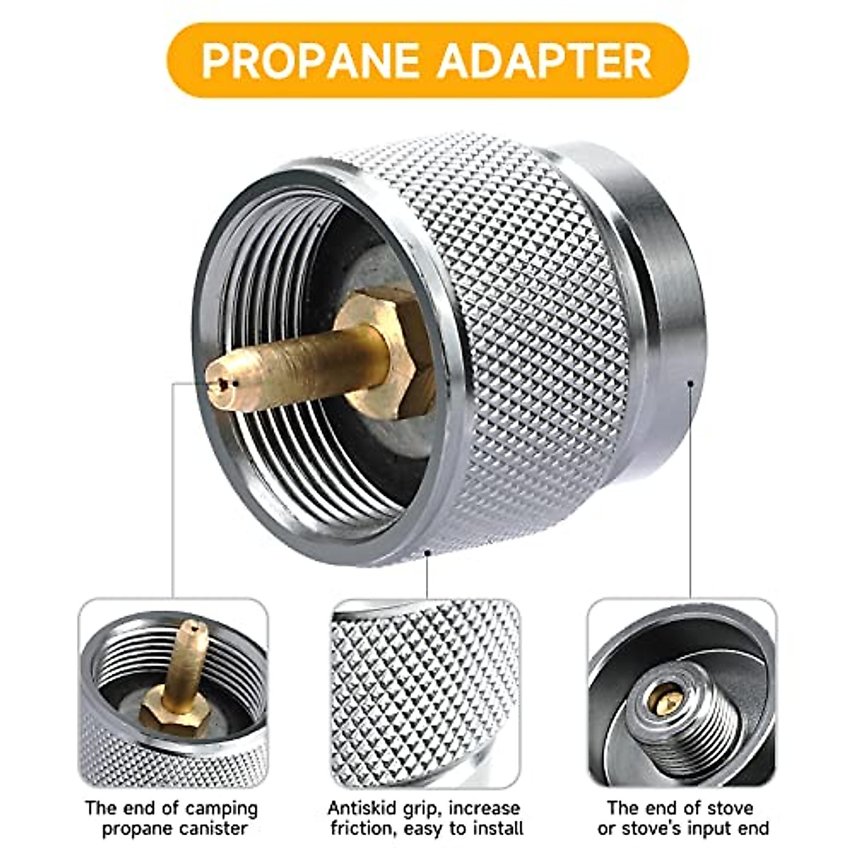 SAN LIKE Camping Stove Adapter 0.2lb Propane Adapter Small Tank Input and Lindal Valve EN417 Output Gas Adapter Converter Outdoor Cylinder LPG Canister Convert