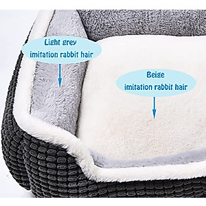 Dog Bed for Small Dogs,Cute Cat Bed for Indoor Cats,Washabel Super Soft Durable Kitten Bed and Puppy Bed, Anti-Slip & Water-Resistant Bottom,Luxury Square Grey Small aninal Bed