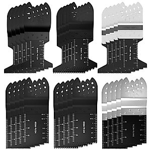 30PCS Professional Oscillating Saw Blades Wood & Bi Metal Cutting Quick Release Multitool Blades Kit Fit Fein Multimaster Porter Cable Black & Decker Bosch Craftsman Ryobi Makita