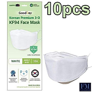 (Pack of 20) (10PCS BLACK,10PCS WHITE Combo set) [Good day] Premium 3D Disposable BLACK AND WHITE KF94 Face Mask, Protective Covering Dust Mask, Individual Packs, Made in Korea.