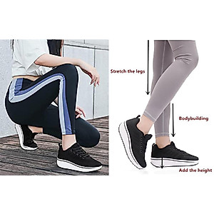 PPXID Women's Platform Fashion Sneakers Breathable Mesh Walking Shoes Lightweight Non Slip Running Shoes-Black 12 US Size