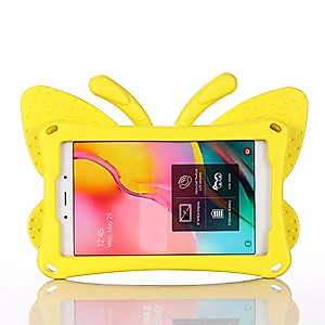 UUcovers Kids Case for Amazon Kindle Fire HD 8 Tablet (8th/7th/6th Generation, 2018/2017/2016) 8" with Handle Folding Kickstand Kid-Proof Shockproof EVA Foam Lightweight Stand Cover, Yellow Butterfly