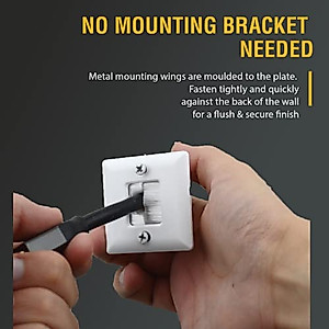 DATA COMM Hole Saw Brush Wall Plate - 2x2 In Wall Cable Management Plate to Hide Low Voltage Cables - Low Profile Recessed Cable Plate for Cable Pass Through – Hide TV Wires Behind the Wall - White