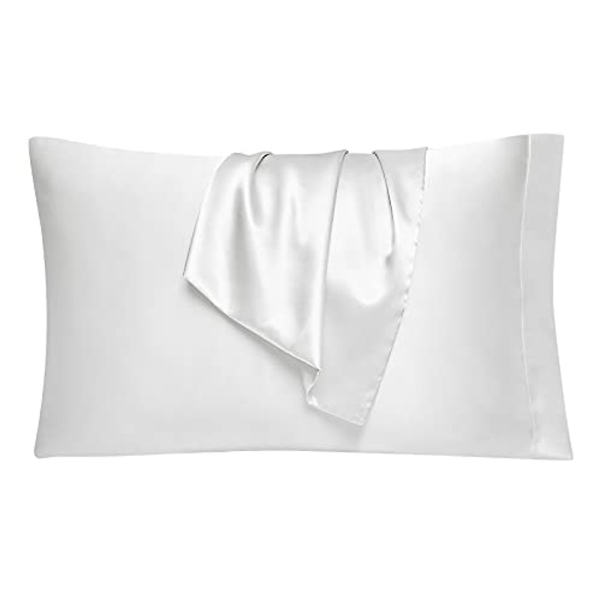 EHEYCIGA Satin Pillowcase for Hair and Skin Silk Pillowcase Set of 2 White Soft Pillow Cases 2 Pack Queen Size 20X30 Inches with Envelope Closure