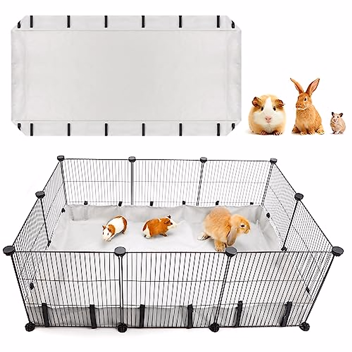 FHTONGE 36x24 Guinea Pig Cage Bottom Tarp for C&C Cage Panel, Waterproof Guinea Pig Cage Liner Base Washable Small Animal Cage Bedding for Hamster Chinchilla Hedgehog Ferret Rabbit Habitat(No Cage)