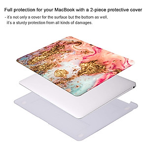 iCasso Compatible with MacBook Air 13 inch Case 2021-2018 Release A2337/A1932/A2179, Hard Shell Case Cover and Keyboard Cover Only for MacBook Air 13'' with Touch ID Retina Display - Golden Marble