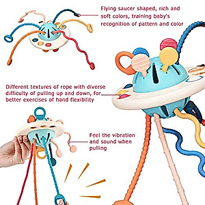 PRAGYM Baby Toys 6 to 12 Months, Montessori Toys for 1 Year Old, Pull String Sensory Toys for Toddler, Travel & Teething Toys for Car Seat/Stroller, Baby Girl Boy Gifts for 6, 9, 12, 18 Months Infant