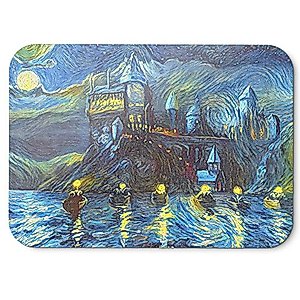 Westlake Art Starry Night Castle Night Boats Non-Slip Rubber Abstract Artwork Home Office Computer Laptop PC Mac Mouse Pad - 8x9 Inch