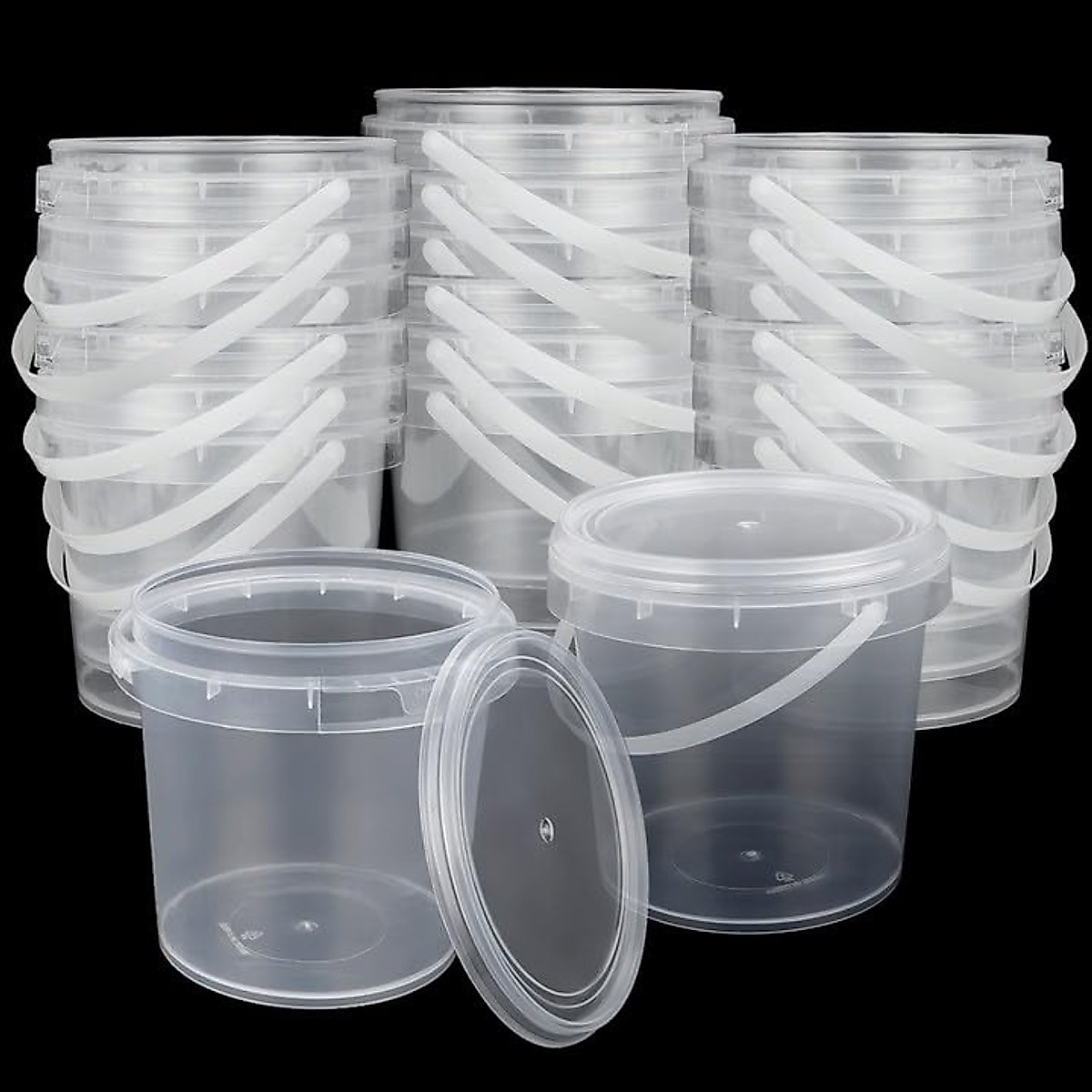 LOYORTY 18 PCS 67.6 oz Slime Containers with Lids and Handles, Plastic 2000ml Storage Bucket Containers, Clear Slime Storage Case for Slime DIY Art Craft, Pigment, Small Tools, Part Material