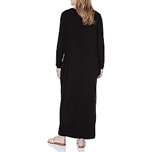 Verdusa Women's Long Sleeve Pocketed Loose Long Maxi Dress Black XL