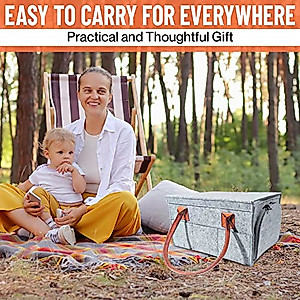 HayesLynn Baby Diaper Caddy Organizer - Baby Registry Search Tote Bag Storage Basket - Bin Car Diaper Baby Bag Portable with Lid and Removable Dividers - Changing Table Shower Caddy Bag