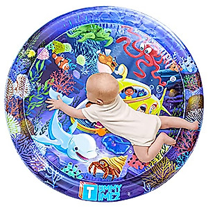 TT TUMMYTIMEZ Premium Tummy Time Water Mat, XL Inflatable Activity Center Promoting Baby Motor and Sensory Development, Grow Through Play Sensory Stimulation Gift for Infants Toddlers Boys Girls