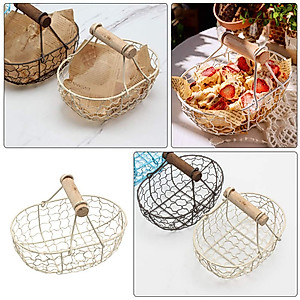 DOITOOL Wire Egg Container Eggs Wire Storage Basket with Handle Iron Art Eggs Tray Wire Fruit Storage Vegetables Container Eggs Holder for Kitchen Home Living Room Metal