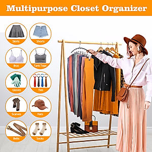 Legging Organizer for Closet, Pants Hangers with Clips Holds 20 Leggings, 2 Pack Metal Yoga Pants Hangers with Rubber Coated Clips, Space Saving Closet Organizers and Storage (Black)