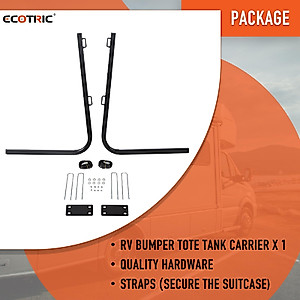 ECOTRIC RV Portable Waste Tote Tank Carrier RV Bumper Rack Support Bracket with Heavy-Duty Straps Secure Water Tank in Place During Travel