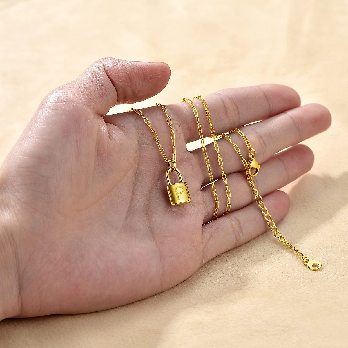 PROSTEEL Trendy Lock Necklace for Women Chain M Initial Necklace