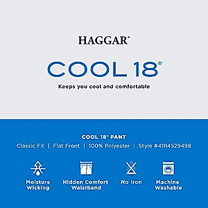 Haggar mens Cool 18 Stria Hidden Expandable Waistband Plain Front dress pants, Black, 40W x 29L US