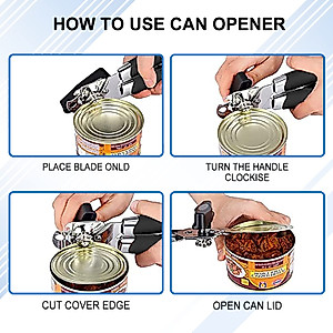 Manual Handheld Can Opener, Sharp Cutting Wheel for Smooth Edge Cut, Non-Slip Handle, Oversized Easy to Use Turn Knob, Includes Built in Bottle Opener