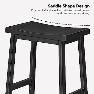 HOOBRO Bar Stool Set of 2, Bamboo Bar Chairs, 26 Inches Kitchen Counter Stools with Footrest, Saddle Stools, for Living Room, Dining Room, Party Room, Industrial Style, Black BB03MD01