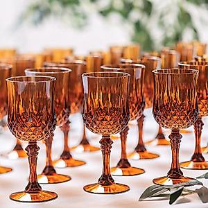 Fun Express Bulk 48 Count Amber Patterned Wine Glasses, Plastic, Great For Thanksgiving, Bridal and Wedding Showers and Other Fall or Boho Themed Events