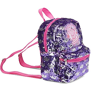 Peppa Pig Mini Backpack for Girls for Kindergarten & Elementary School, 10 Inch, Flip Sequins Patch, Adjustable Straps, Lightweight Travel Bag for Kids