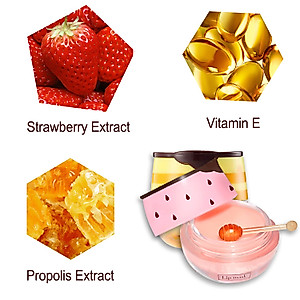 2 PCS Bee Lip Balm Lip Mask Honey Pot, Honey & Strawberry Lip Mask Propolis Moisturizing Lip Balm with Stick - Hydrating Prevention Dry and Cracked Lip Scrubs Exfoliato Lip Wrinkle Care