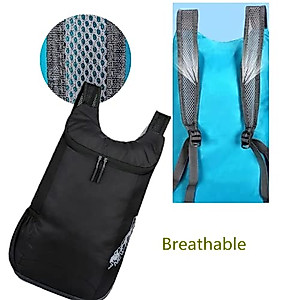 14L Hiking Backpack Lightweight Packable Hiking Daypack Water Resistant Lightweight Foldable Hiking Backpack for Travel Camping Outdoor Small Travel Outdoor Foldable Shoulder Bag (Black)