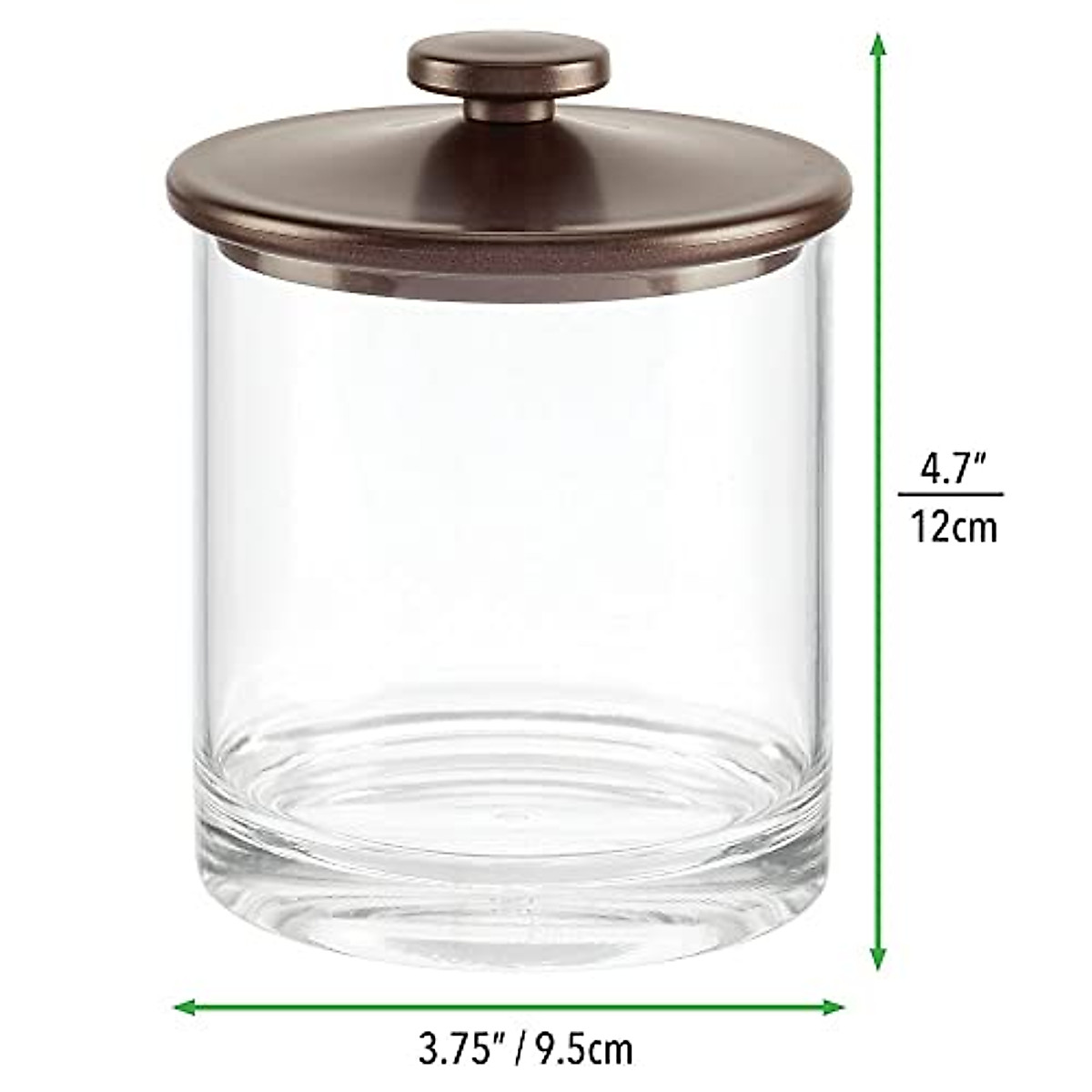 mDesign Small Modern Apothecary Storage Organizer Canister Jars - Acrylic Containers for Bathroom, Organization Holder for Vanity, Counter, Makeup Table, Lumiere Collection, 2 Pack, Clear/Bronze