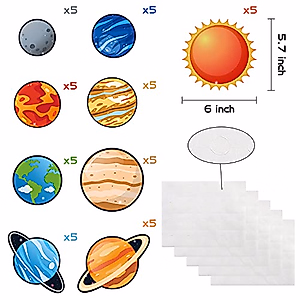 BeYumi 45Pcs Solar System Cutouts 9 Planets Galaxy Wall Decal Educational Material Removable Wall Stickers Outer Space Decor for Bedroom Nursery Classroom Bulletin Board Displays Universe Theme Party