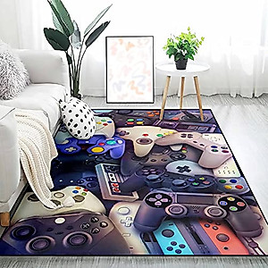 Boys Gaming Rug, Room Rugs for Bedroom, Gaming Room Decor Rug Gamer Carpets Throw Rugs Washable Bedroom Home Anti-Skid Floor Polyester Mat, 47"X63"