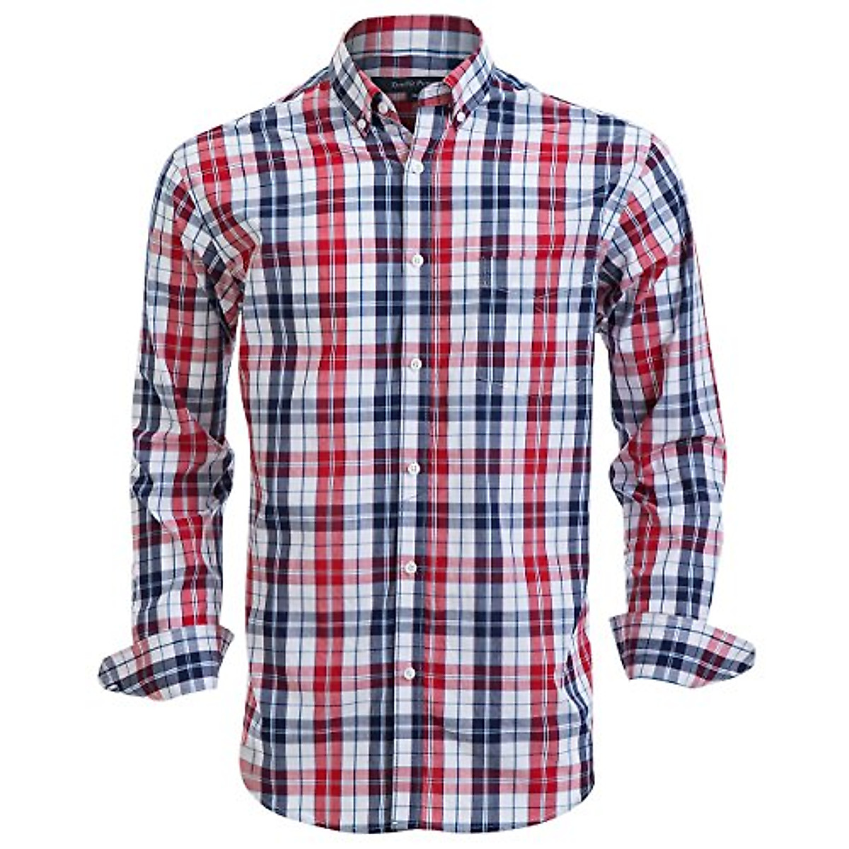 Double Pump Mens Button Down Shirts Cotton Long Sleeve Shirts Regular Fit (SL02A,L)