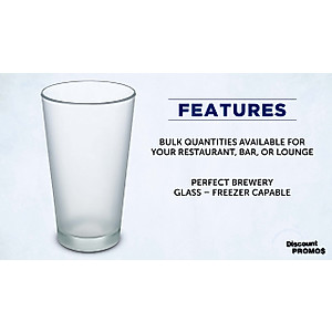 DISCOUNT PROMOS 10 Frosted Pint Glasses Set, 16 oz. - Barware, Mixing Glass, Durable - Frosted