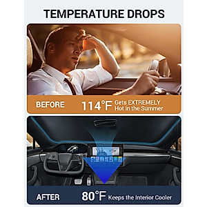 BASENOR Tesla Model X Windshield Sunshade Folding Sun Visor Protector Sun Shade Cover with a Storage Bag Fit Model X 2021-2024