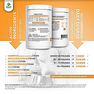 Doggie Dailies Omega 3 for Dogs, 225 Soft Chews, Salmon Oil for Dogs with Apple Cider Vinegar, Bee Pollen, Kelp, Zinc & Biotin - for Healthy Skin & Coat, Immune System & Seasonal Allergy Support