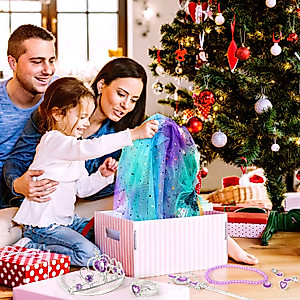 Fedio Princess Cape Set 7 Pieces Girls Princess Cloak with Tiara Crown, Wand for Little Girls Dress up (Multi-color)