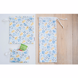 Imse Vimse Reusable Washable Wet Bags for Cloth Diapers (Snowland, Large 14x18)