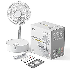beheart Floor and Table Oscillating Fan, 8 inch Portable Foldable Fan with Remote, Humidifier and Night Light, 7200mAh, 3-Speed, 7 Blades Quiet Fan…