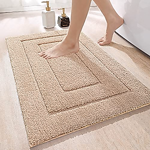 DEXI Bathroom Rug Mat, Extra Soft Absorbent Premium Bath Rug, Non-Slip Comfortable Bath Mat, Carpet for Tub, Shower, Bath Room, Machine Wash Dry, 24"x36", Beige