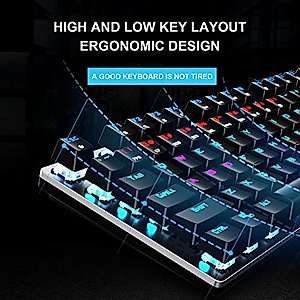 NBSXR -Manipulator keyboard with full keys without punching, metal panel, high-low key layout, 104-key dustproof USB interface, rainbow gaming keyboard,Green