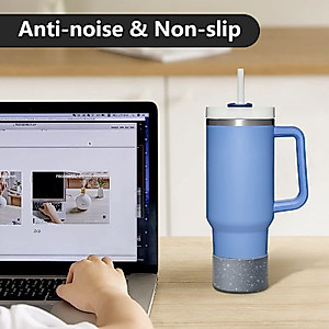 WUQID 2 Pack Bling Silicone Boot Compatible with Stanley Quencher Adventure 40oz & Stanley IceFlow 20oz 30oz, Reduces Dents Protective Water Bottle Bottom Cover Sleeve Compatible with Stanley Tumbler