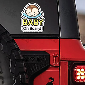 Shop A Thing Baby on Board Sticker - Decal Stickers for Car - Cute Baby Boy On Board Sticker (7x5Inches) ST -010