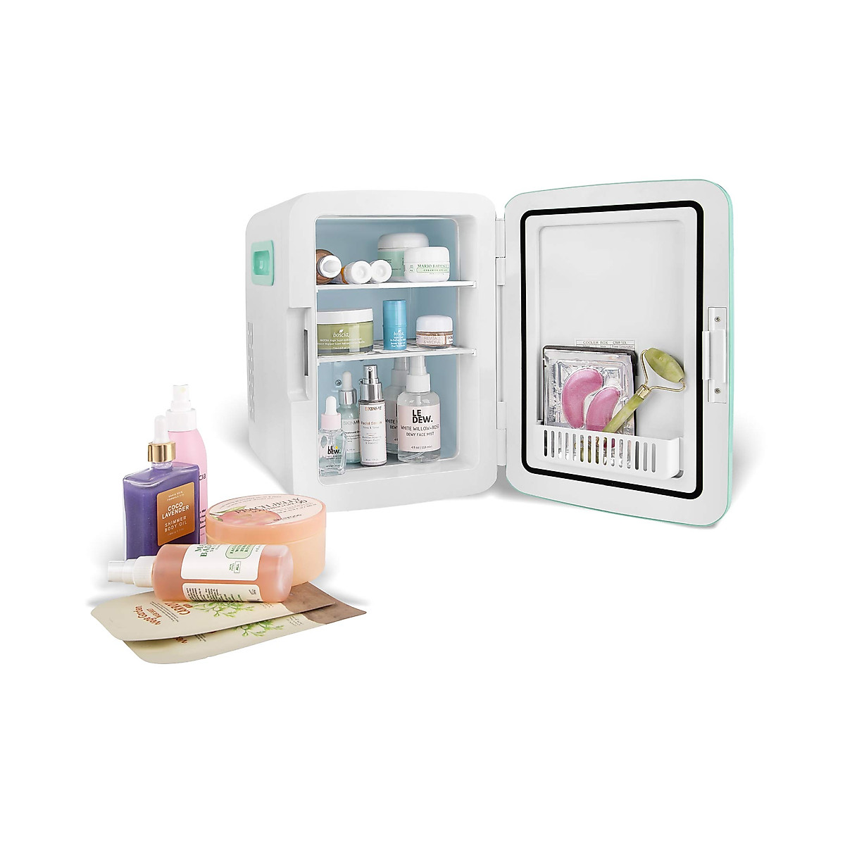 Cooluli 10L Mini Fridge for Bedroom - Car, Office Desk & College Dorm Room - 12V Portable Cooler & Warmer for Food, Drinks, Skincare, Beauty, Makeup & Cosmetics - AC/DC Small Refrigerator (Turquoise)