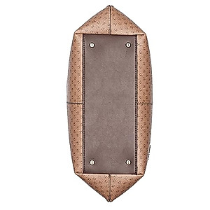 Calvin Klein Women's Granite Geometric Tote Bag – Vegan Leather, Monogram, 3 Pockets, Khaki/Brown/Java, One Size