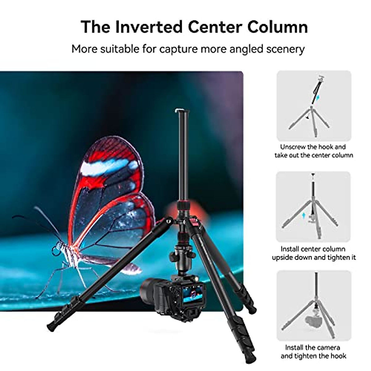 SmallRig 68" Camera Tripod, Foldable Aluminum Tripod & Monopod, Compatible with 1/4"-20 and 3/8"-16 Video Head, Payload 33lb, Adjustable Height from 19.7" to 67.7" for Camera, Phone - 3983