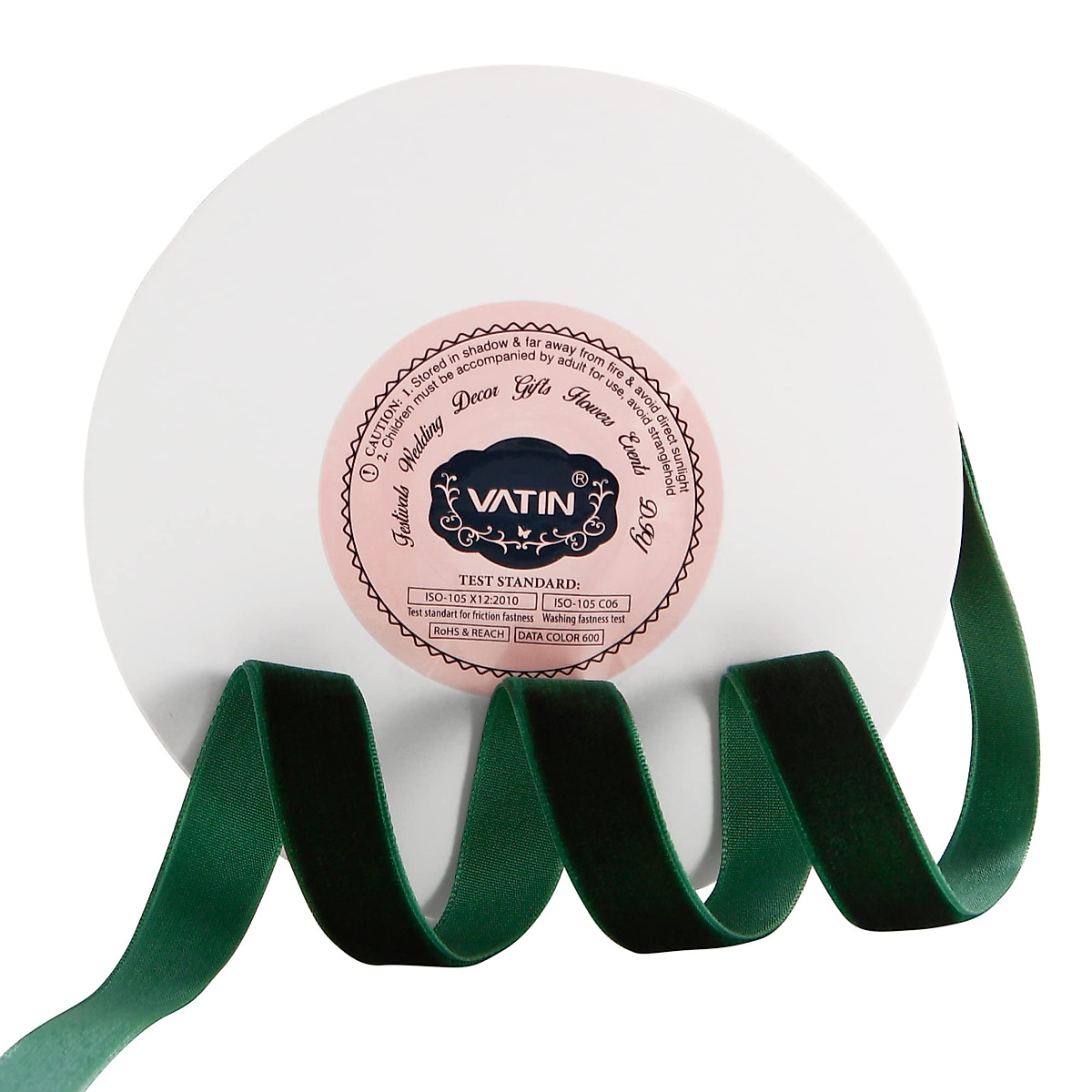 VATIN Green Velvet Ribbon 5/8" Green Premium Plush Velvet Woven Edge Velvet Ribbon for Christmas Tree,Gift Wrapping,Flower Bouquet,Wreath Decorations,Bow Making- 10 Yards